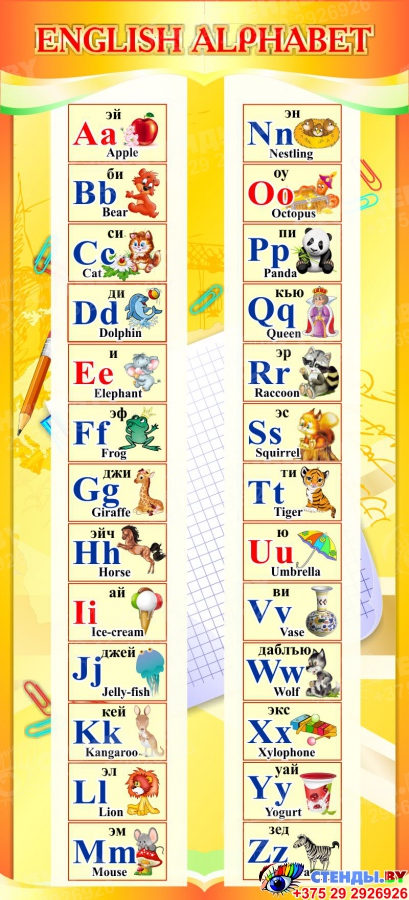 Купить Стенд ENGLISH ALPHABET Алфавит в кабинет английского языка ...